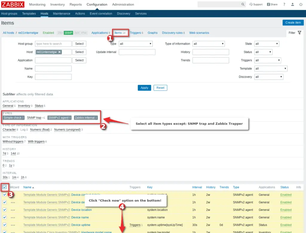 Zabbix: Monitor Cisco Switch or Router with SNMP template